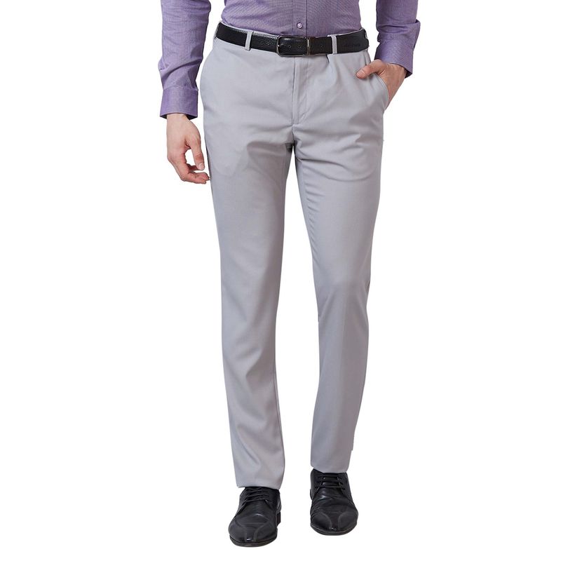 Buy Raymond Slim Fit Solid Medium Grey Trouser Online