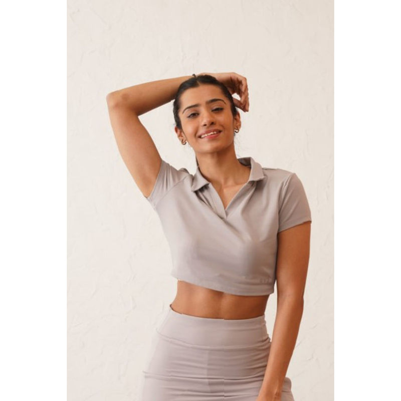 Buy RYZ Grey Solid Polo T-shirt Online