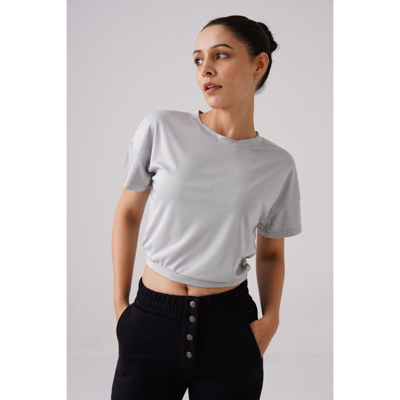 Buy RYZ Grey Core Mid Rif Crop T-shirt Online