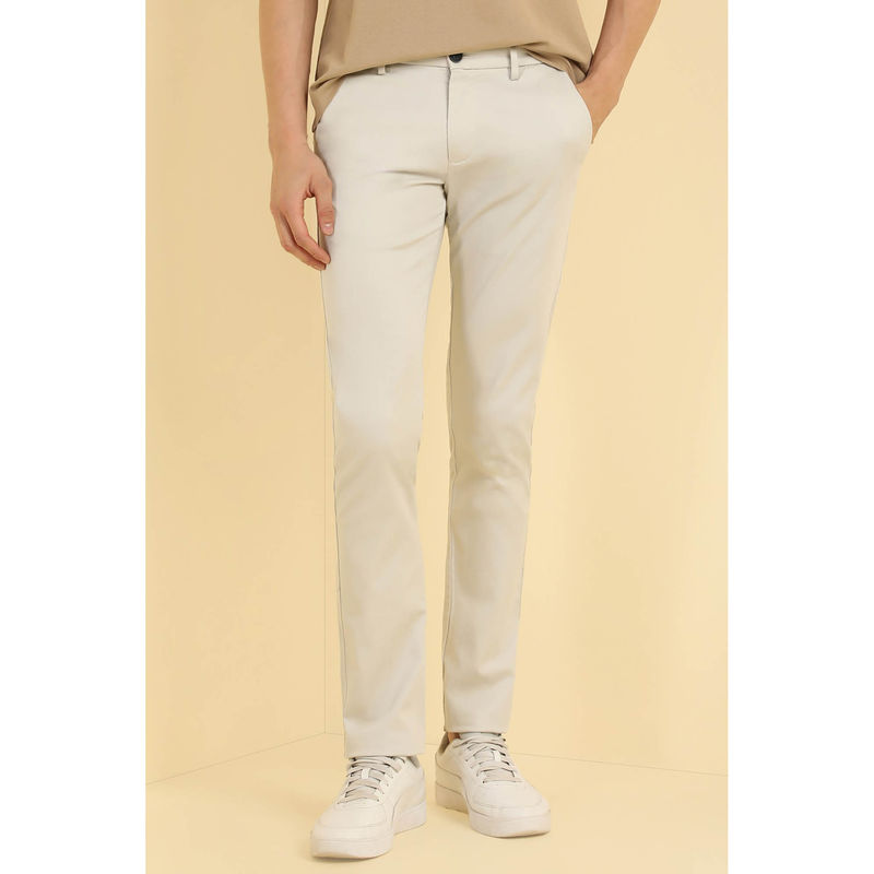 Buy Allen Solly Men White Ultra Slim Fit Textured Casual Trousers Online