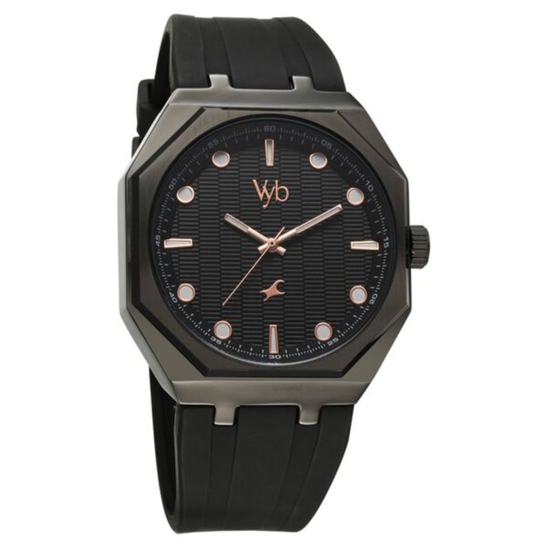 Buy Fastrack Men Vyb Drop 4 Black Dial Silicone Strap Analog Watch ...