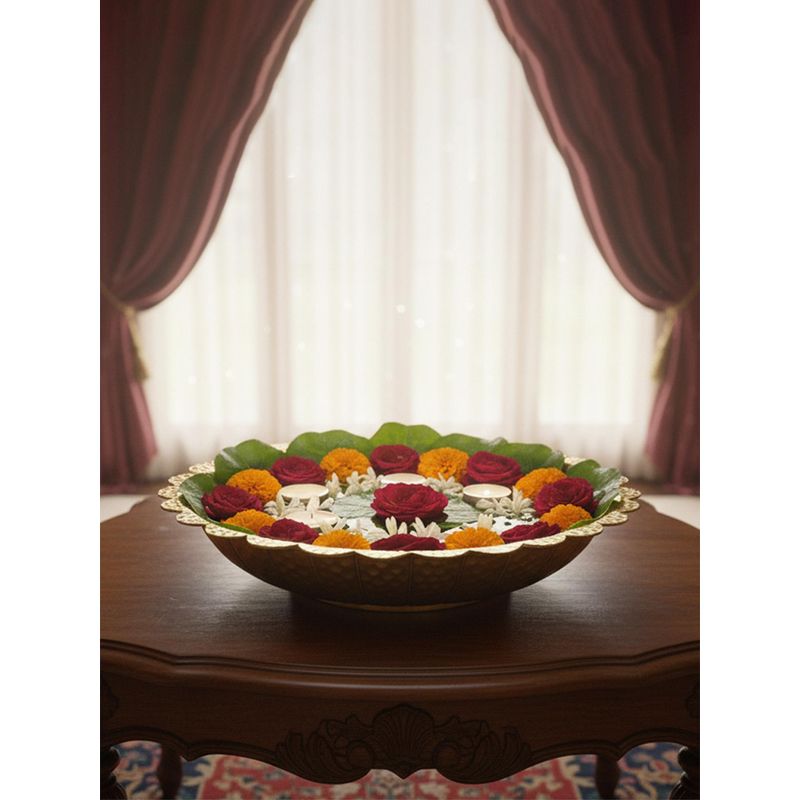 Buy ExclusiveLane Gold Amrit Patra Aluminium Urli Bowl Online