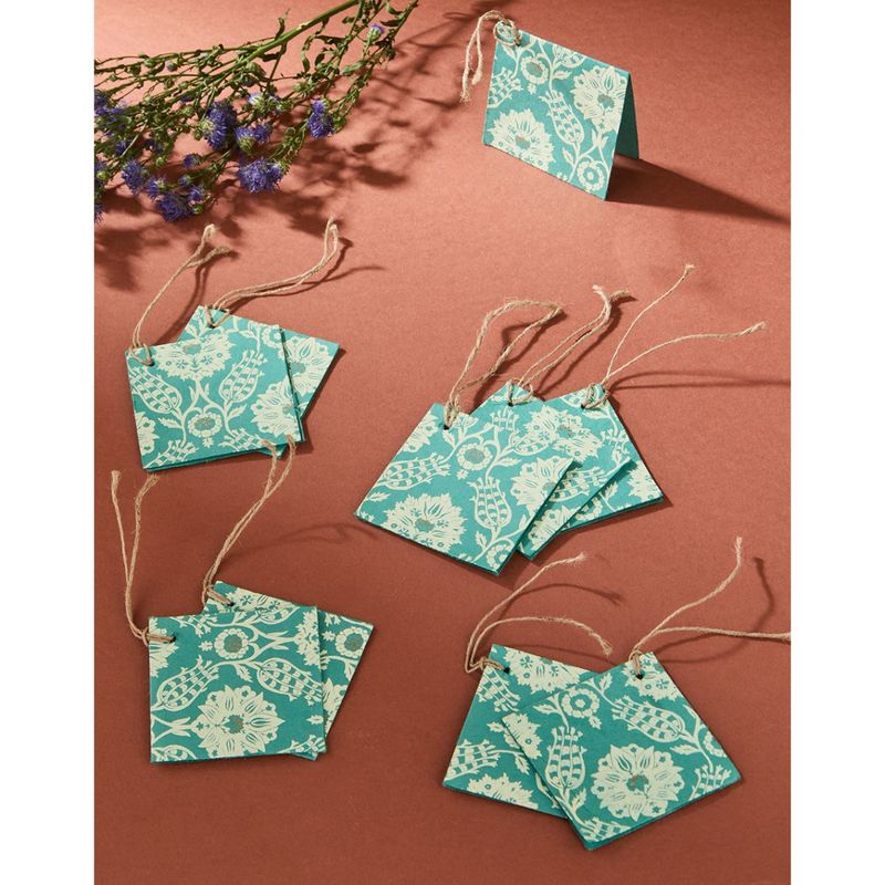 Buy Fabindia Teal Paper Printed Sarkhaab Gift Tag (Pack of 10) Online