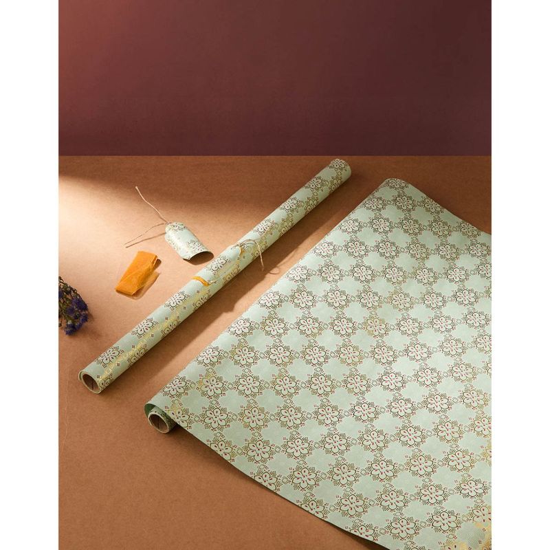 Buy Fabindia Blue Paper Printed Sarkhaab Wrapping Sheet (Pack of 2) Online