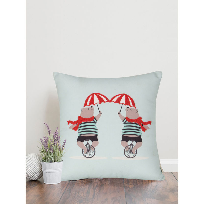 Buy Sivya by Home Kids Blue & Beige Embroidered & Printed Single Square ...