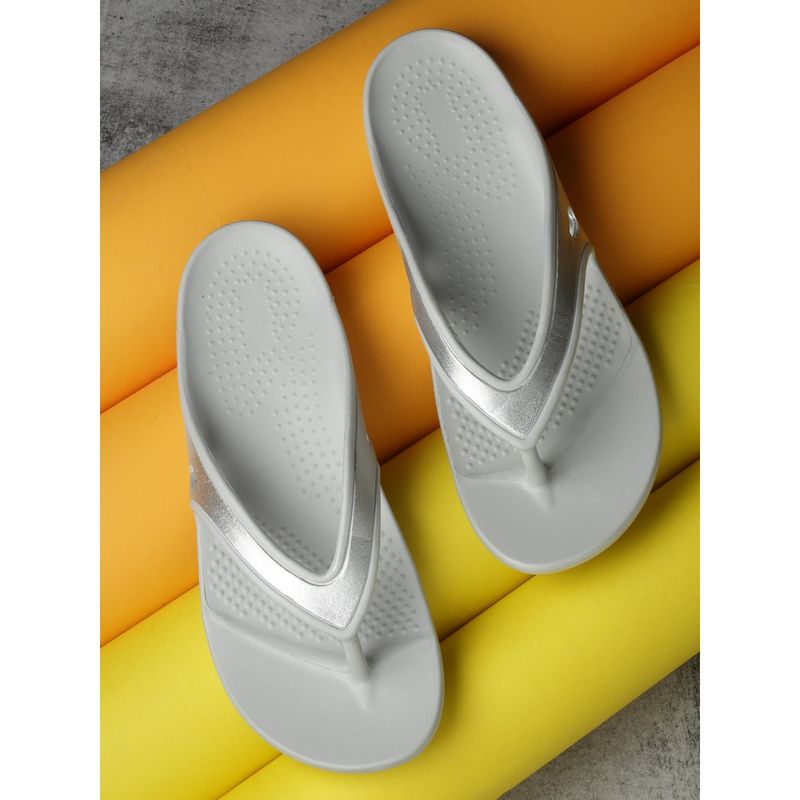 Buy SOLETHREADS Gleam Grey Solid Women Flip Flop Online