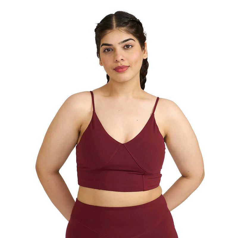 Buy Hunnit Maroon Zen Cross Back Lightly Padded with Removable Cups ...