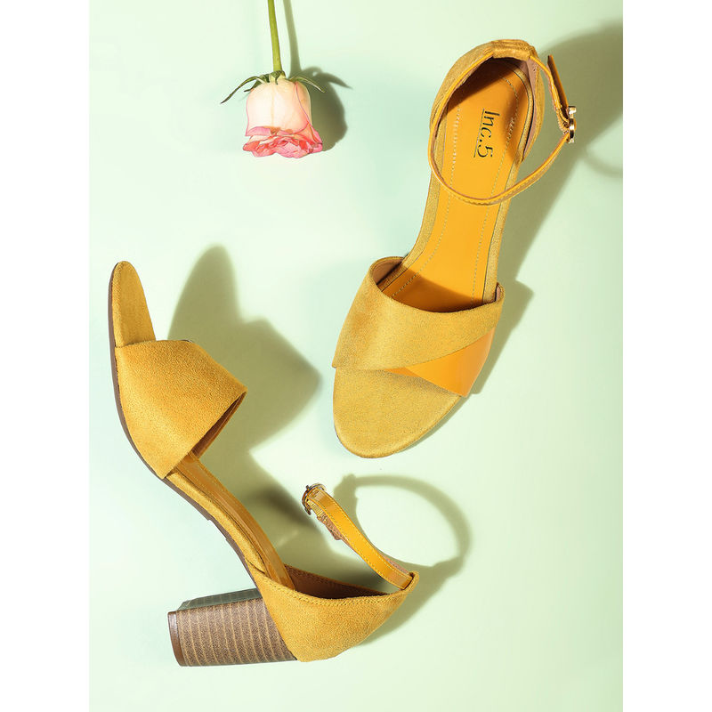 Buy Inc.5 Solid Mustard Block Heels Online