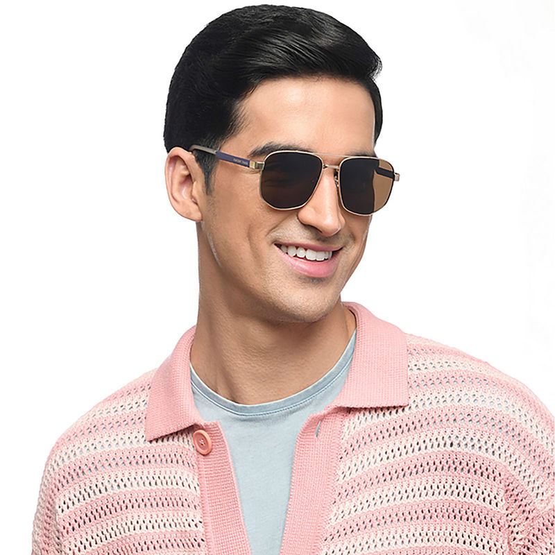 Buy Vincent Chase Gold Blue Brown Full Rim Geometric Sunglasses VC ...