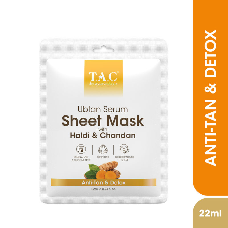 Buy TAC - The Ayurveda Co. Ubtan Serum Sheet Mask with Haldi & Chandan ...