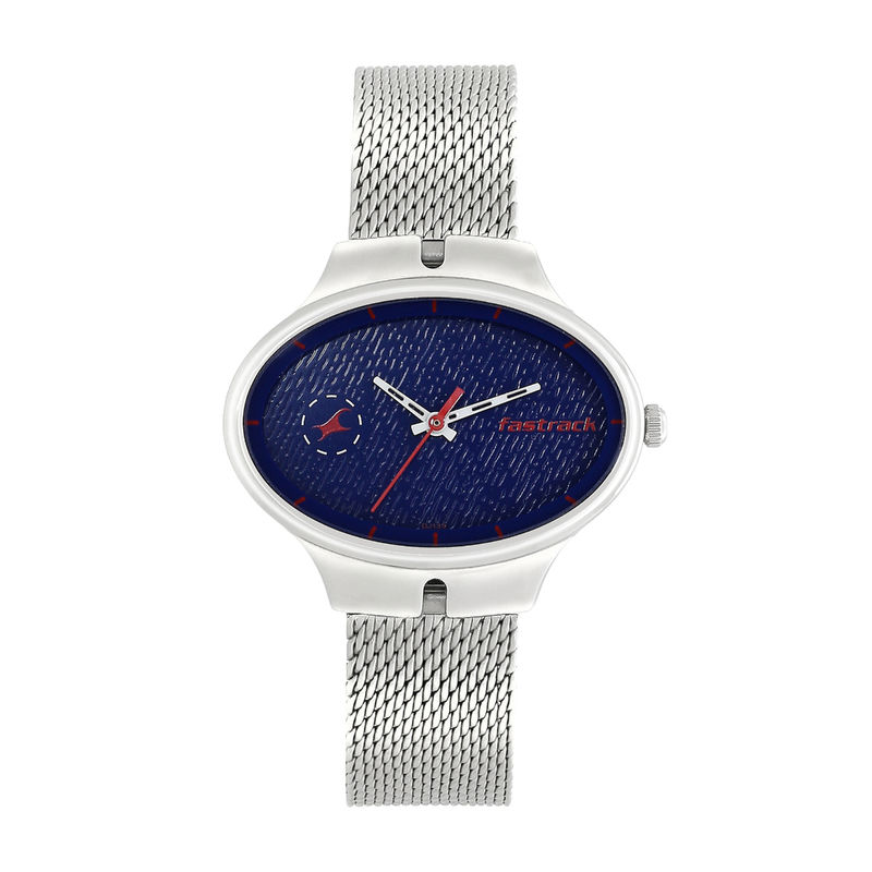 Buy Fastrack Blue Dial Silver Stainless Steel Strap Watch Online