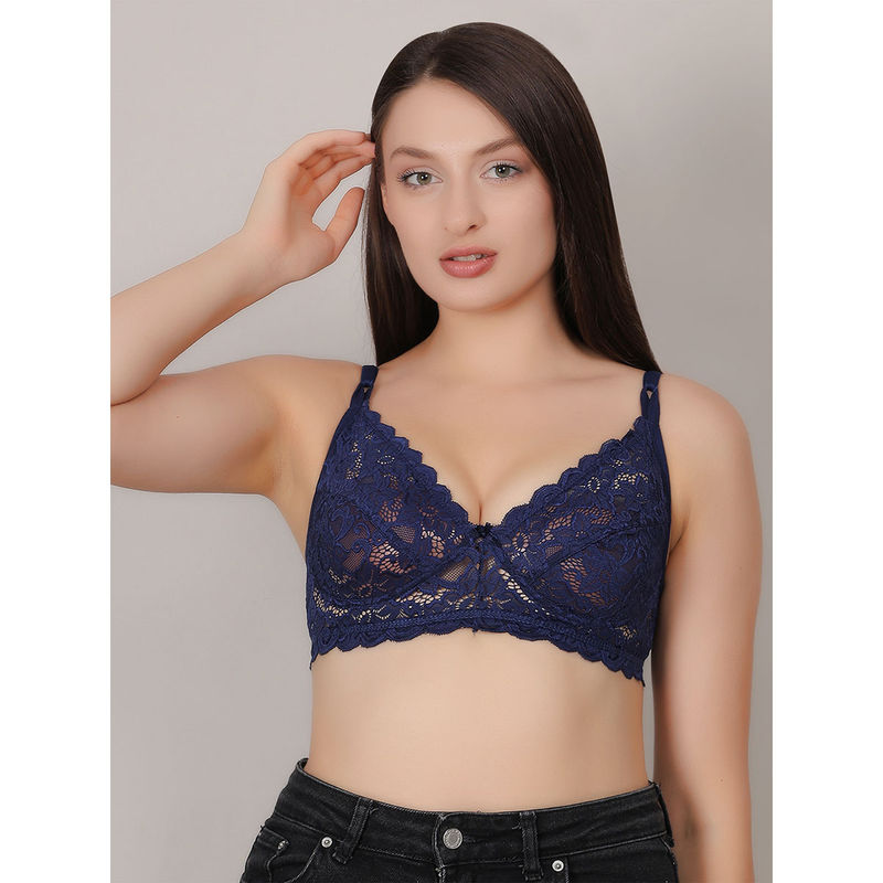 Buy Mod & Shy Blue Self Design Non-Wired Non-Padded Medium Coverage T-Shirt Bra Online