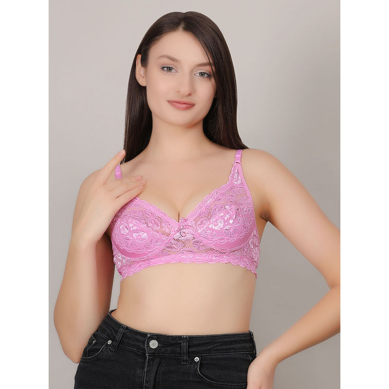 Buy Mod & Shy Pink Self Design Non-Wired Non-Padded Medium Coverage T-Shirt Bra Online