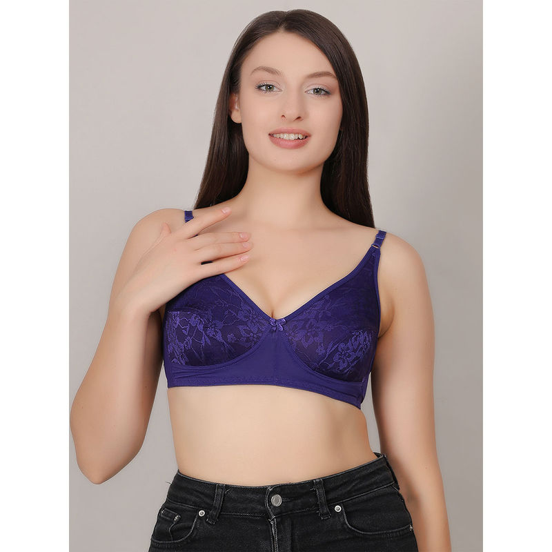Buy Mod & Shy Blue Self Design Non-Wired Non-Padded Medium Coverage T-Shirt Bra Online