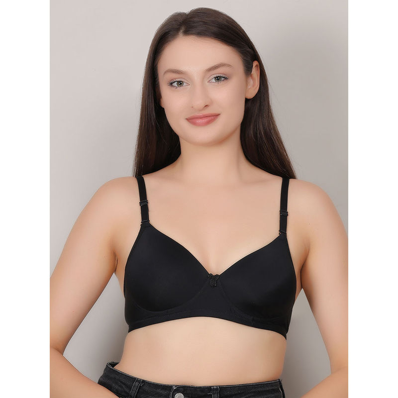 Buy Mod & Shy Black Solid Non-Wired Lightly Padded Medium Coverage T-Shirt Bra Online