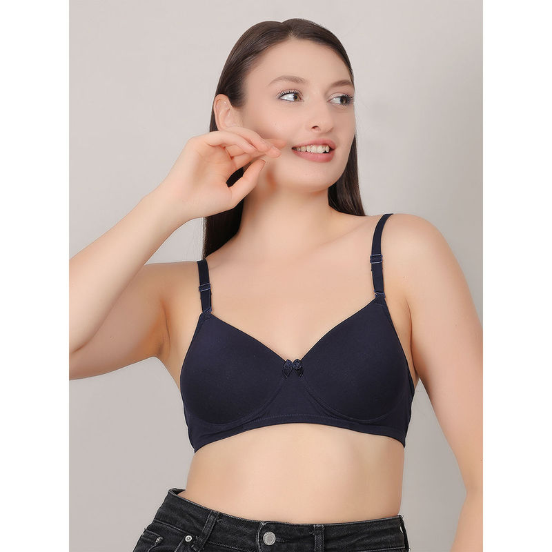 Buy Mod & Shy Blue Solid Non-Wired Lightly Padded Medium Coverage T-Shirt Bra Online