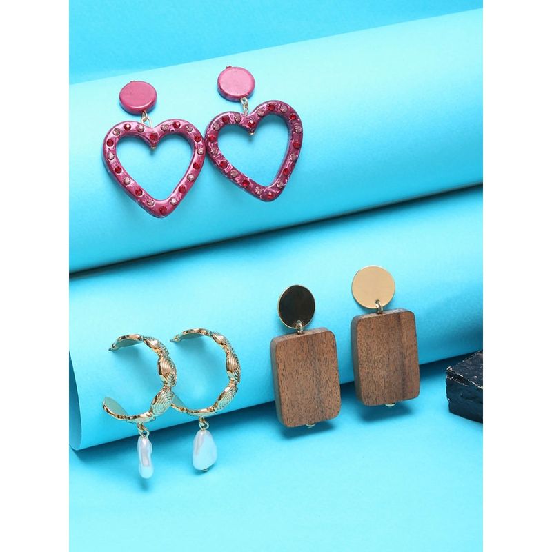 Buy Lilly & Sparkle Multicoloured Circular Drop Earrings (Pack of 3 ...