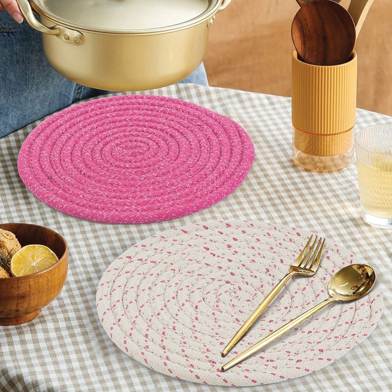 Buy OBSESSIONS Heat Resistant Cotton Trivets with Holder 4Pcs Set Online