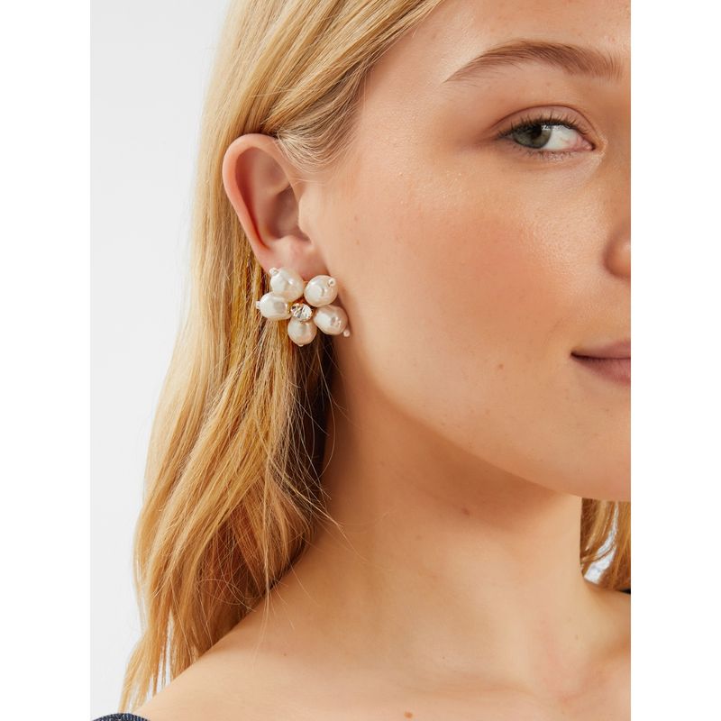 Buy Accessorize London Women Pearl Flower Statement Stud Earrings Online