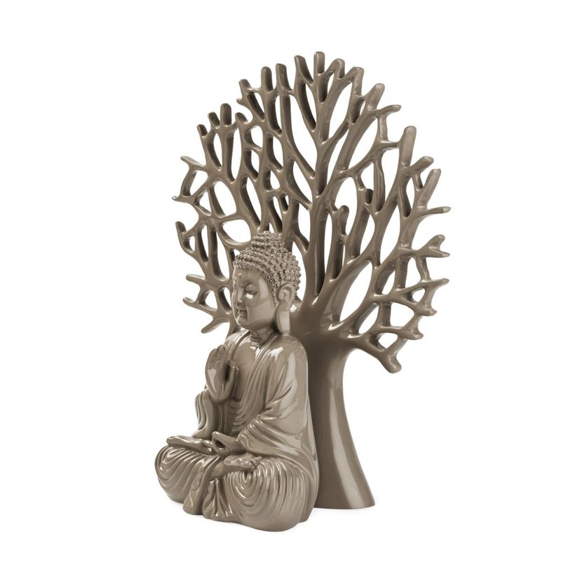 Buy Ashnam Debating Buddha with Tree Decorative Showpiece Brown (Set Of ...