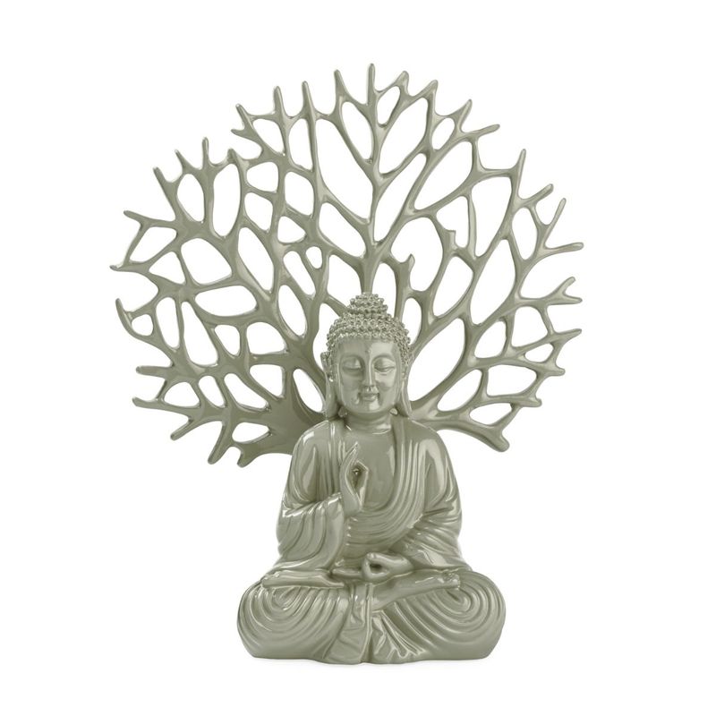 Buy Ashnam Debating Buddha with Tree Decorative Showpiece Olive (Set Of ...