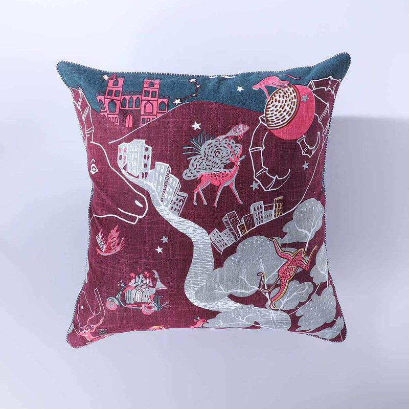 Buy Freedom Tree Mindscape Cotton Heavy Slub Red Cushion Cover - 24 X ...