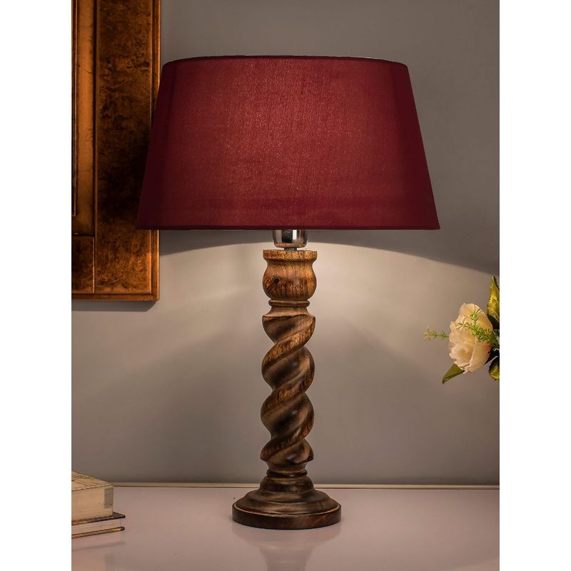 Buy Homesake Black Twister Table Lamp Red Shade Online