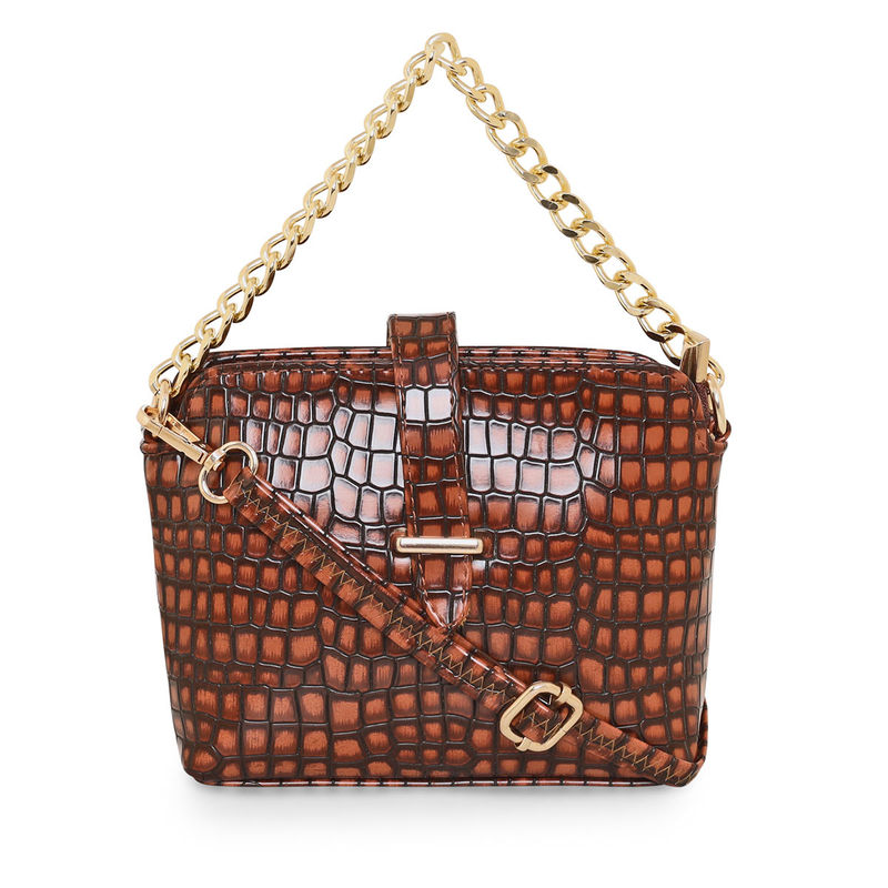 Buy ESBEDA Rust Color Croco Texture Mini Sling Bag For Women (S) Online