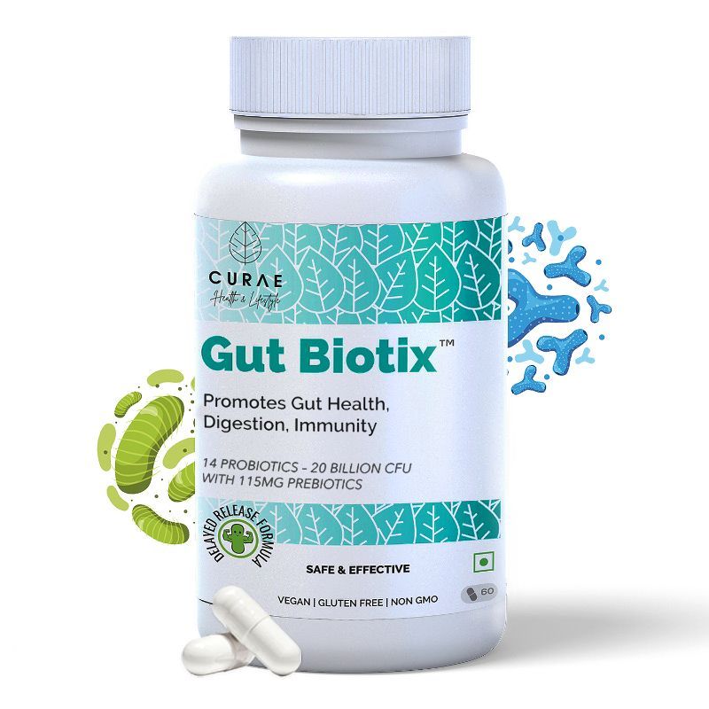 Buy Curae Health Gut Biotix - 14 Probiotics 20 Billion, 115g Prebiotics ...