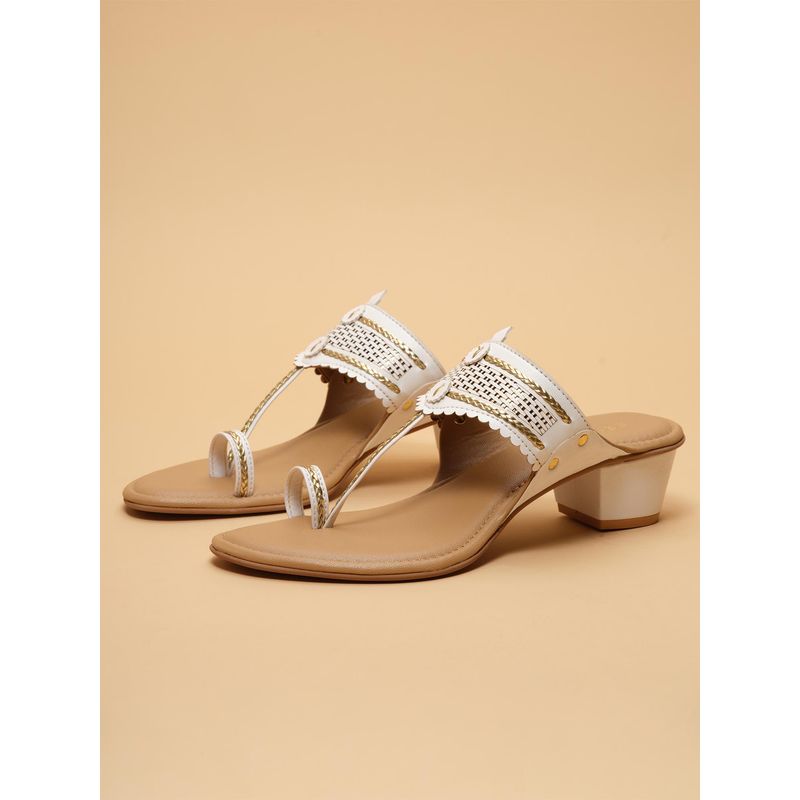 Buy Eridani Srivi Beige Kolhapuri Heels Online
