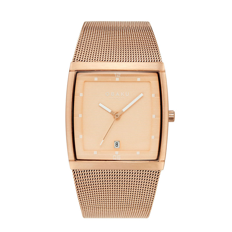 Buy Obaku Lund Roses Rose Gold Square Dial Mens Watch - V102GDVVMV Online