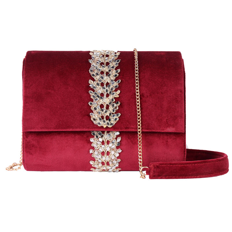 Buy Angeline Red Velvet Designer Sling Bag Online