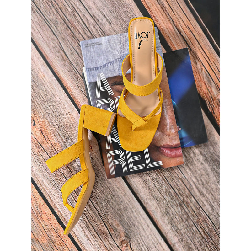 Buy Jove Women Mustard Solid Sandal Heels Online