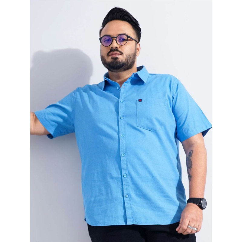 Buy Hardsoda Blue Solid Regular Fit Shirt Online