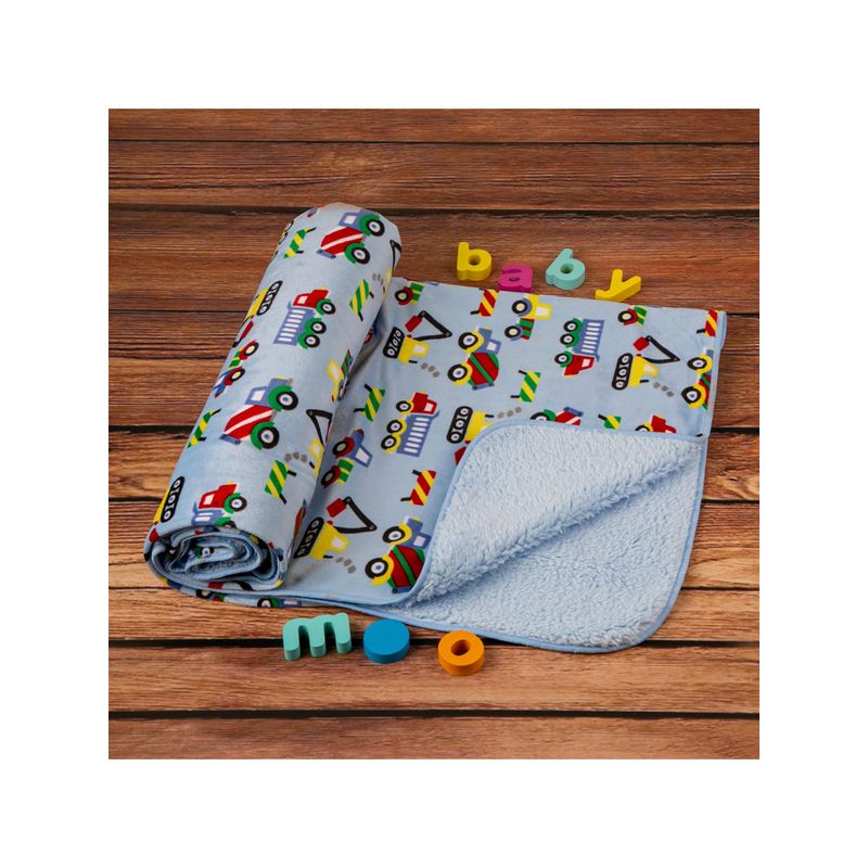 Baby Moo Construction Trucks Blue Fur Blanket: Buy Baby Moo ...
