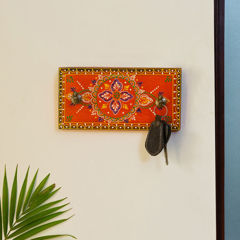 Buy ExclusiveLane Rajasthani Rang' Hand-painted Wooden Key Holder (2 ...