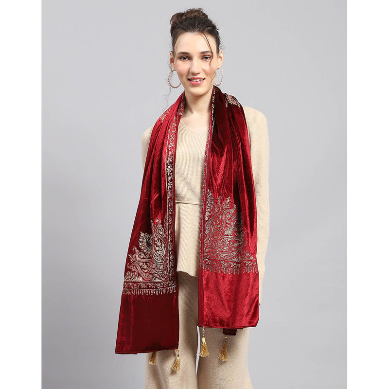 Buy Monte Carlo Womens Printed Maroon Stole Online