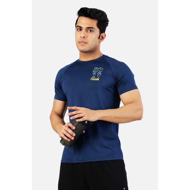 Buy FUAARK Mens Navy Blue Elevate Sports and Gym T-Shirt Online