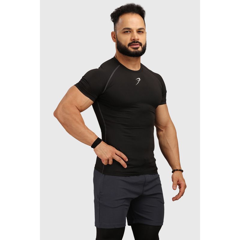Buy FUAARK Mens Black Compression Fit Sports and Gym T-Shirt Online