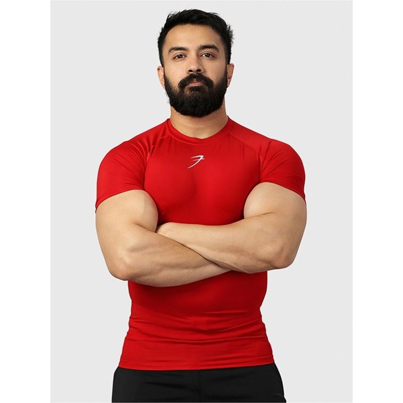 Buy FUAARK Mens Red Compression Fit Sports and Gym T-Shirt Online