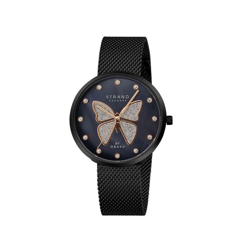 Strand By Obaku Butterfly Charcoal Mop Dial Quartz Watch For Women ...