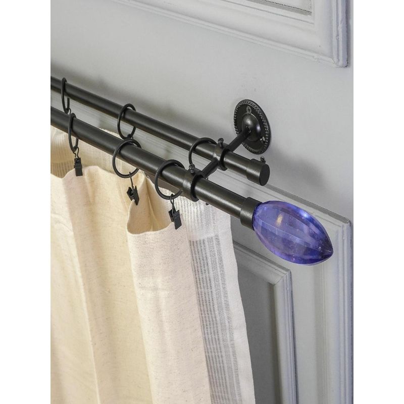 Buy The Decor Mart 48"-88" Blue Bud Finial Extendable Double Curtain ...