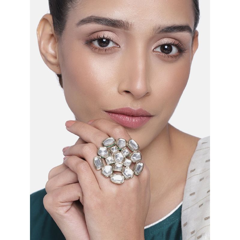 Buy Estele Gold Plated Traditional Maharani Ring with Kundan for Women ...