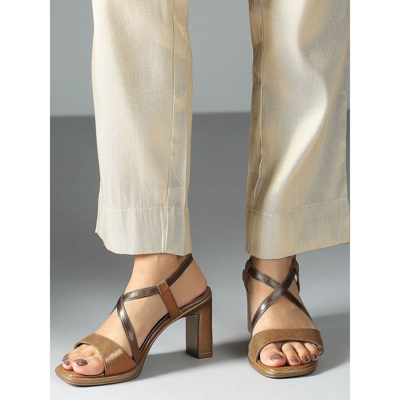 Buy Inc.5 Womens Rust Party Wear Round Toe Block Sandal Heels Online