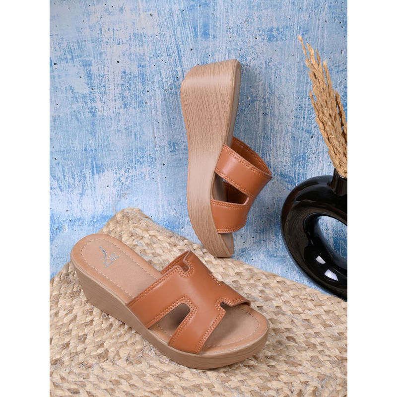 Buy Jove Women Camel Tan Solid Wedges Online