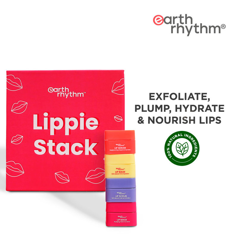 Buy Earth Rhythm Lippie Stack Box Of 4, Lip Scrub, Lip Serum, Lip Balm ...