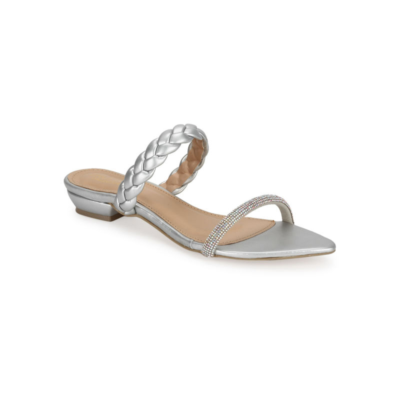Truffle Collection Silver Embellished Flats: Buy Truffle Collection ...