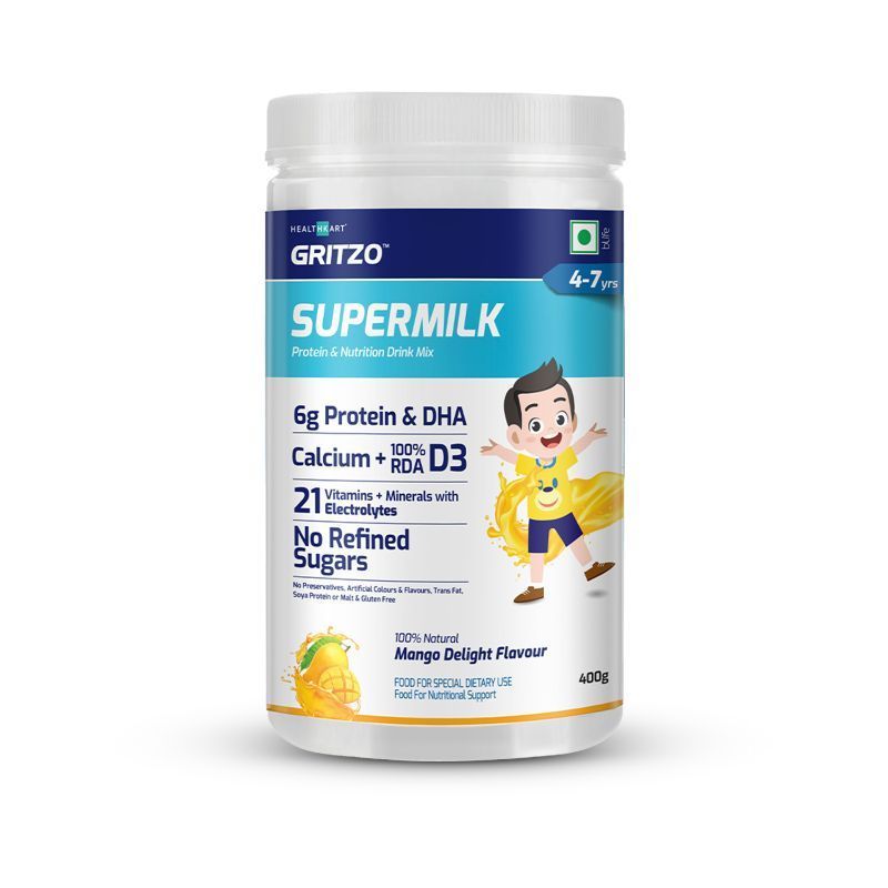Buy Gritzo Supermilk High Protein for 4-7yrs Active Kids - Mango ...