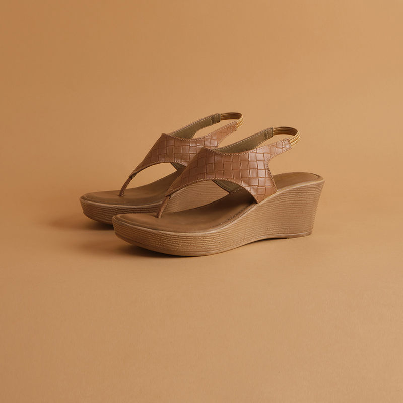 Buy Eridani Textured Chickoo Tyler Wedges Online