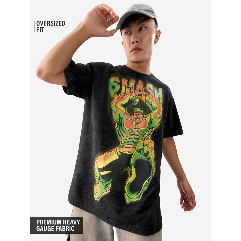 Buy The Souled Store Official Hulk Time To Smash (Acid Wash) Oversized ...